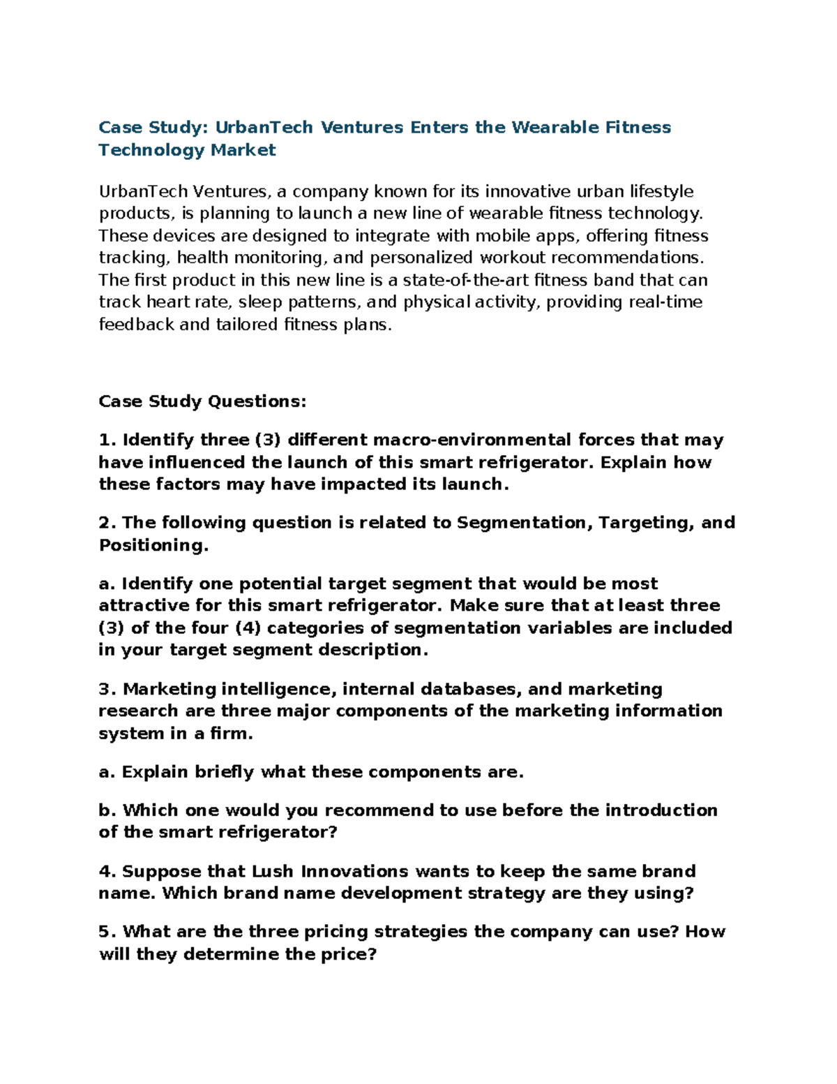 Case Study Urban Tech Ventures Enters the Wearable Fitness Te - Case ...