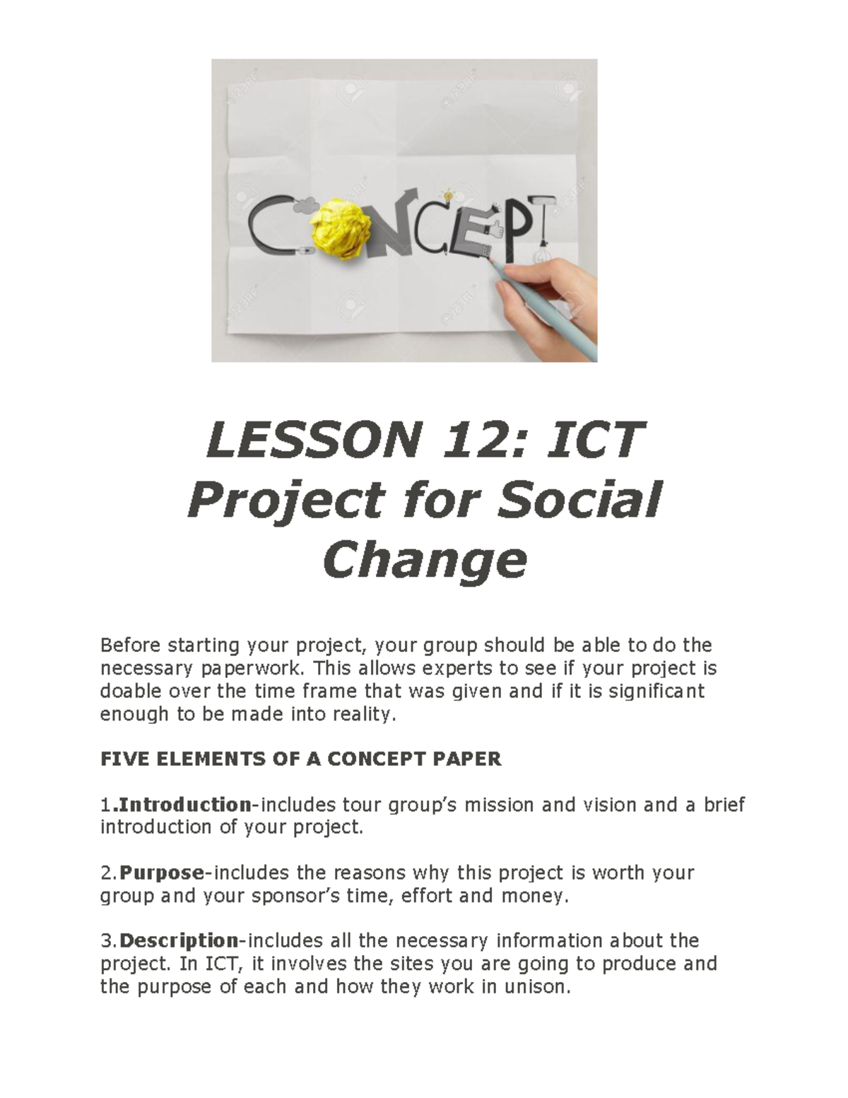 Lesson-12- Module - NONE. - LESSON 12: ICT Project for Social Change ...