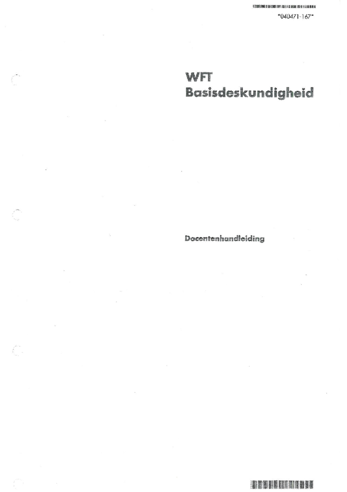 Docentenhandleiding - WFT-Basis - Studeersnel
