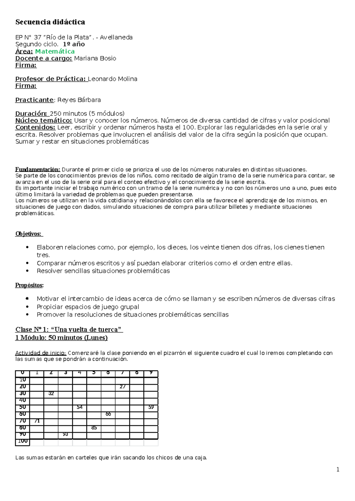 Secuencia didáctica Matemática 1er grado Esc. 37 - Secuencia didáctica EP N° 37 “Río de la Plata ...