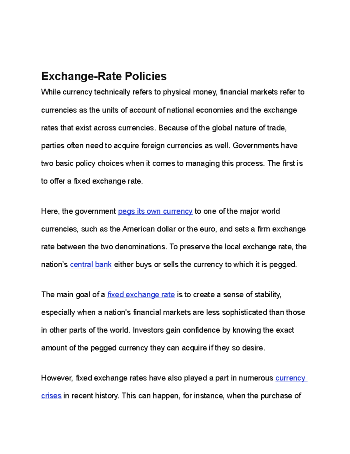 What Is Money 9 - Exchange-Rate Policies While currency technically ...