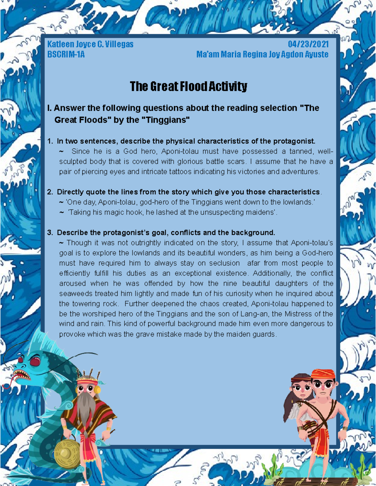 THE Great Flood - Katleen Joyce C. Villegas 04/23/ BSCRIM-1A Ma’am ...