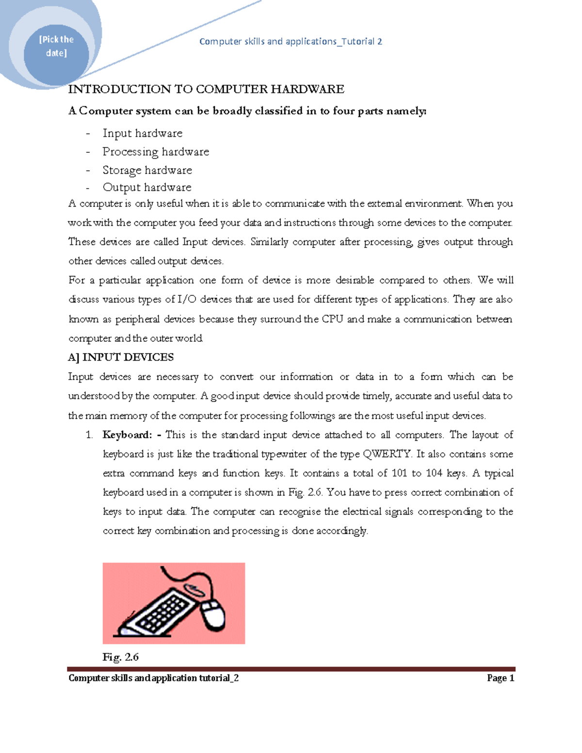 Computer Hardware - KUC112 for bcom students - Computer skills and ...