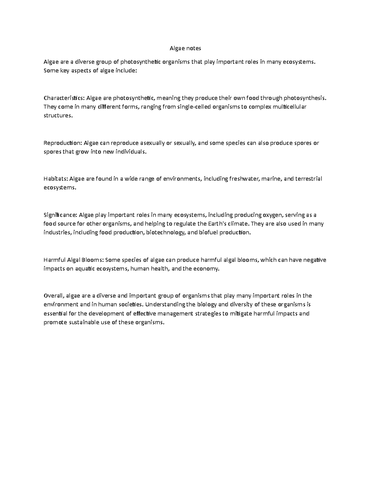 Algae in Microbiology notes - Algae notes Algae are a diverse group of ...