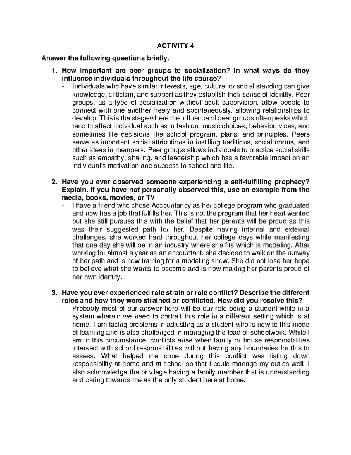 UTS Activity - practice materials - ACTIVITY 4 Answer the following questions briefly. 1. How ...
