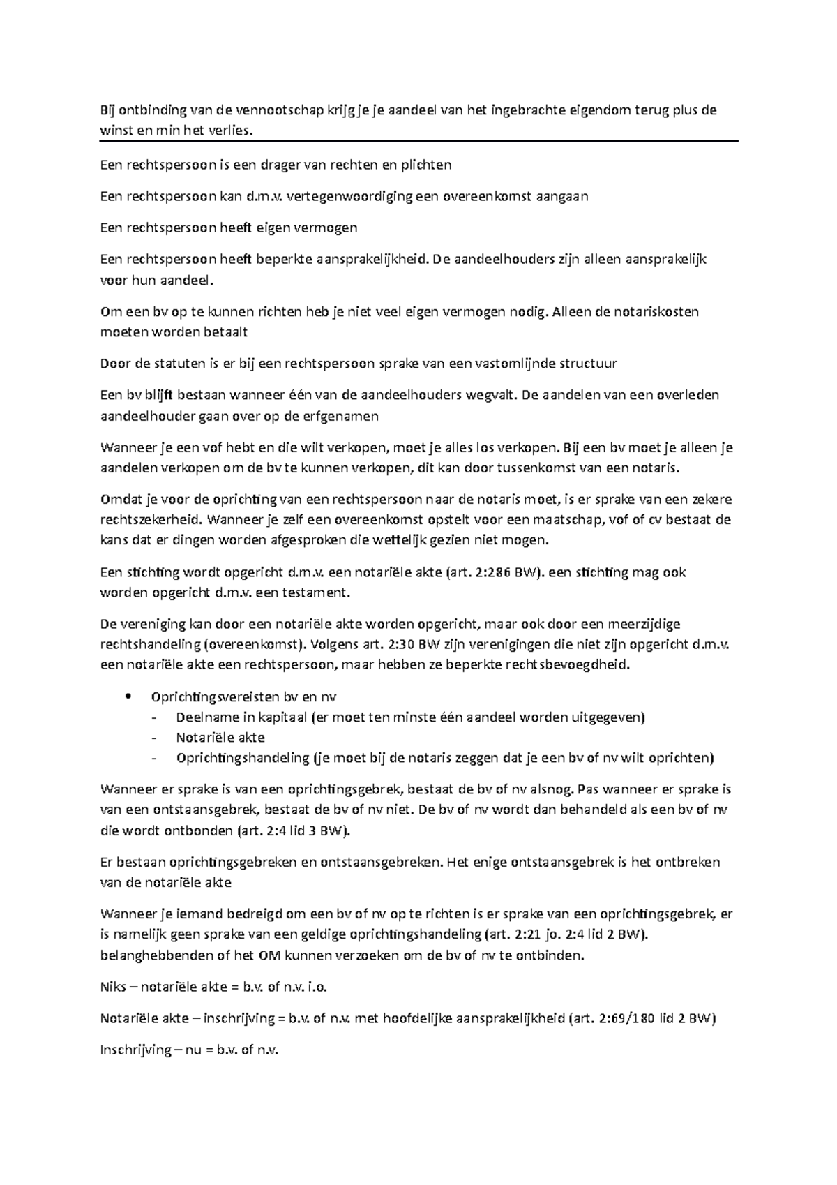 Aantekeningen bijeenkomst 3 - 16 september 2021 - Bij ontbinding van de ...