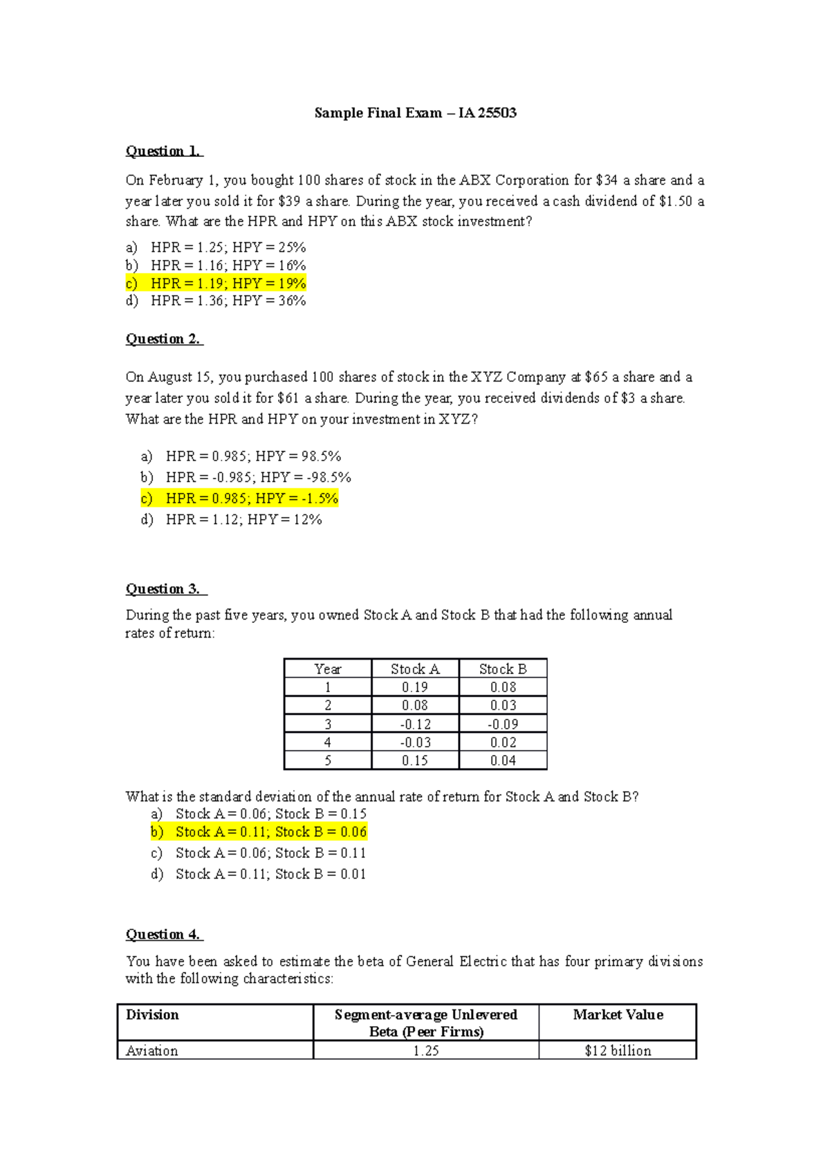 Sample Exam Questions Only - 025503 - Studocu