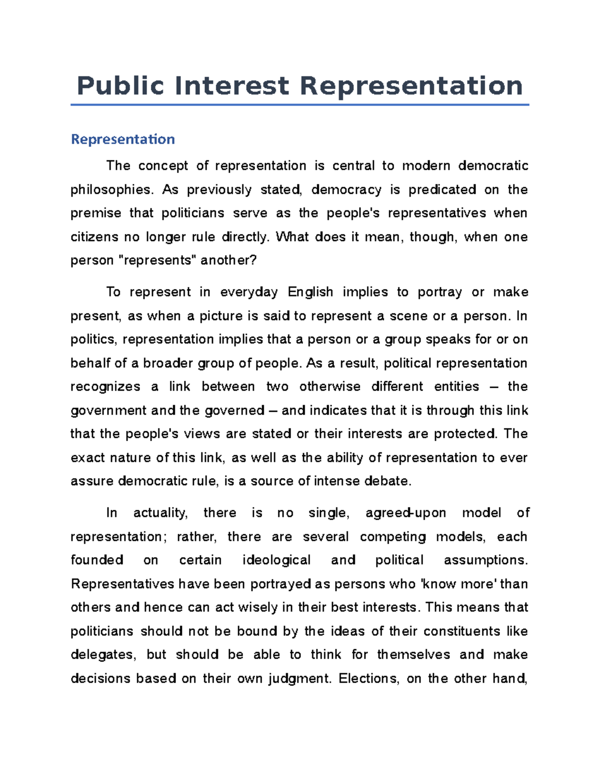 Public Interest Representation - Public Interest Representation ...