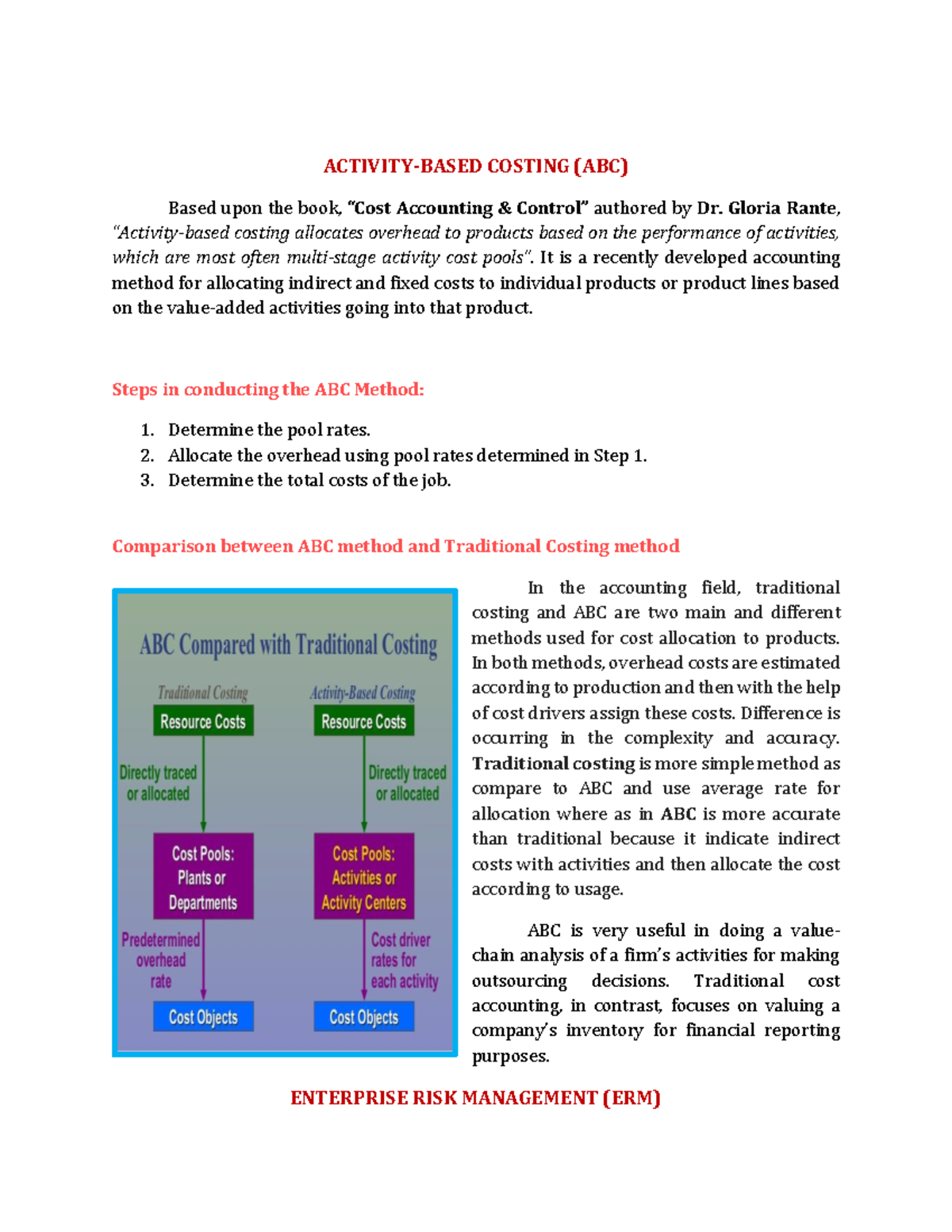 Strategic Management ABC etc - ACTIVITY-BASED COSTING (ABC) Based upon ...