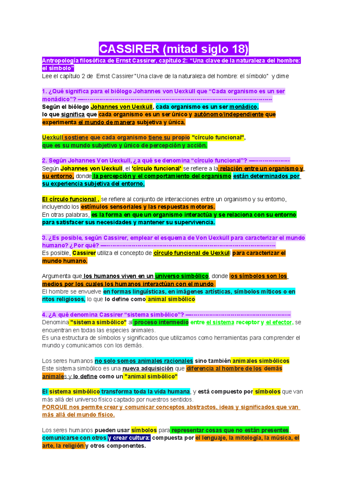 Cassirer sesion 1 ubaxxi - CASSIRER (mitad siglo 18) Antropología ...