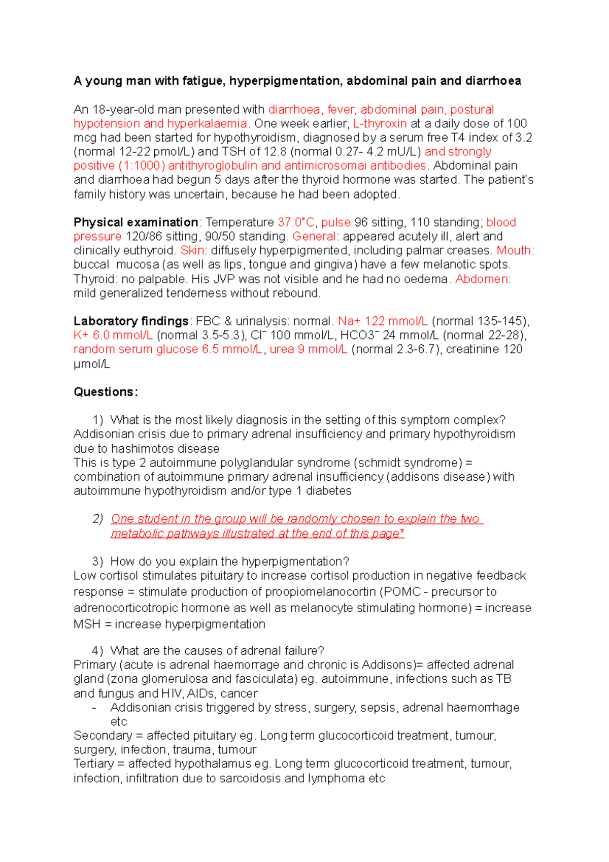 thyroid and adrenal pathologies - A young man with fatigue ...