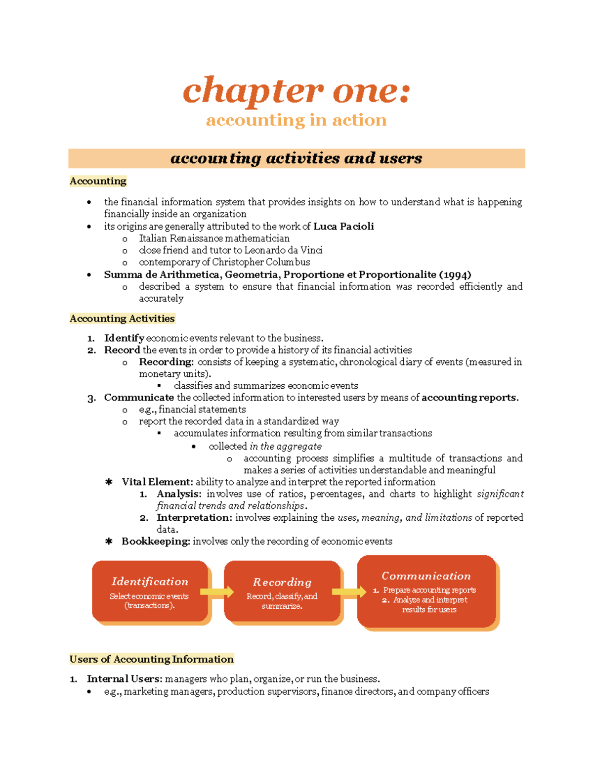 Chapter 1 - Accounting in Action - chapter one: accounting in action ...