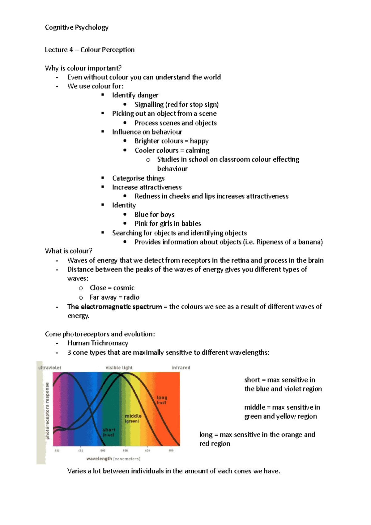 Lecture 4 – Colour Perception - Lecture 4 – Colour Perception Why is ...
