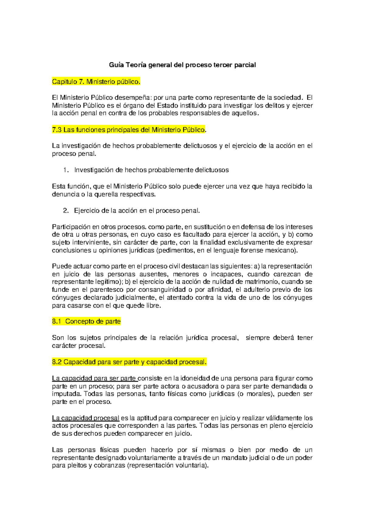 Gu Ã a Teor Ã a general del proceso - Guía Teoría general del proceso tercer parcial Capitulo 7 ...