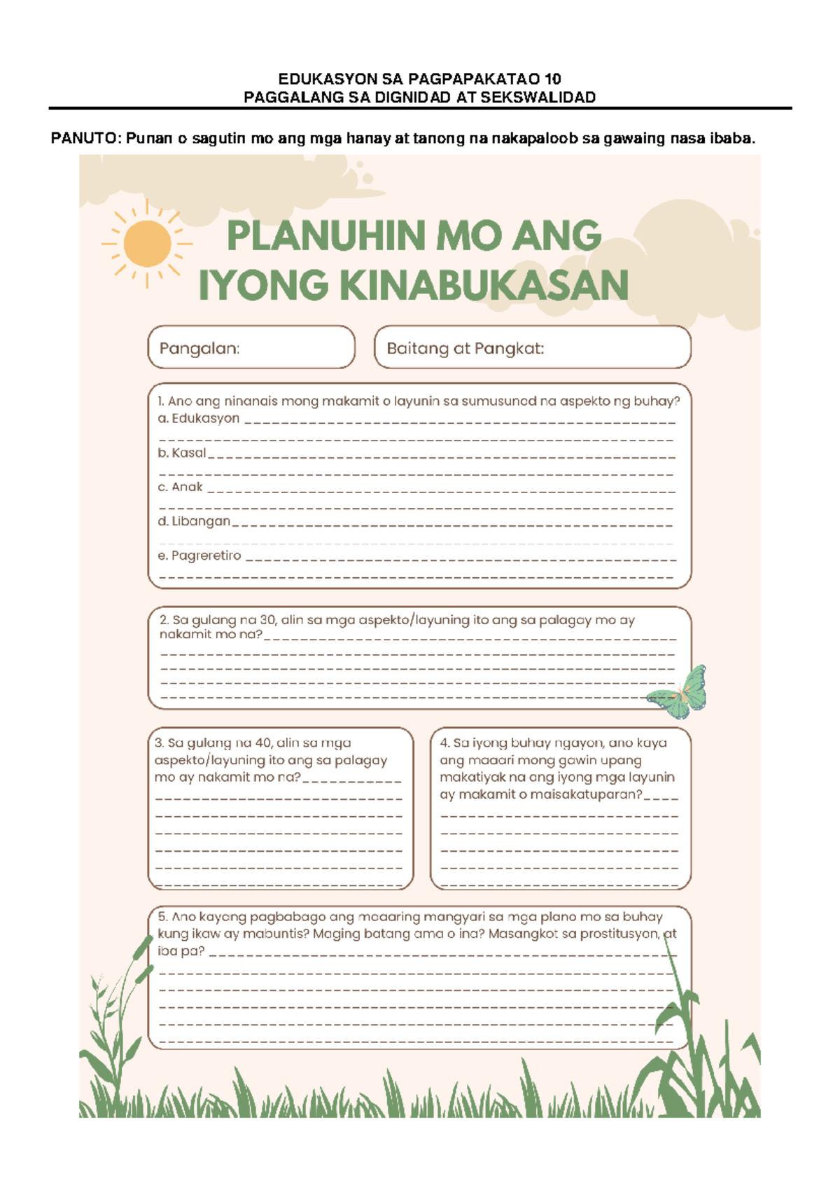 ESP-MDL- Activity-2 Paggalang-SA- Dignidad-AT- Sekswalidad - Grade 7 ...