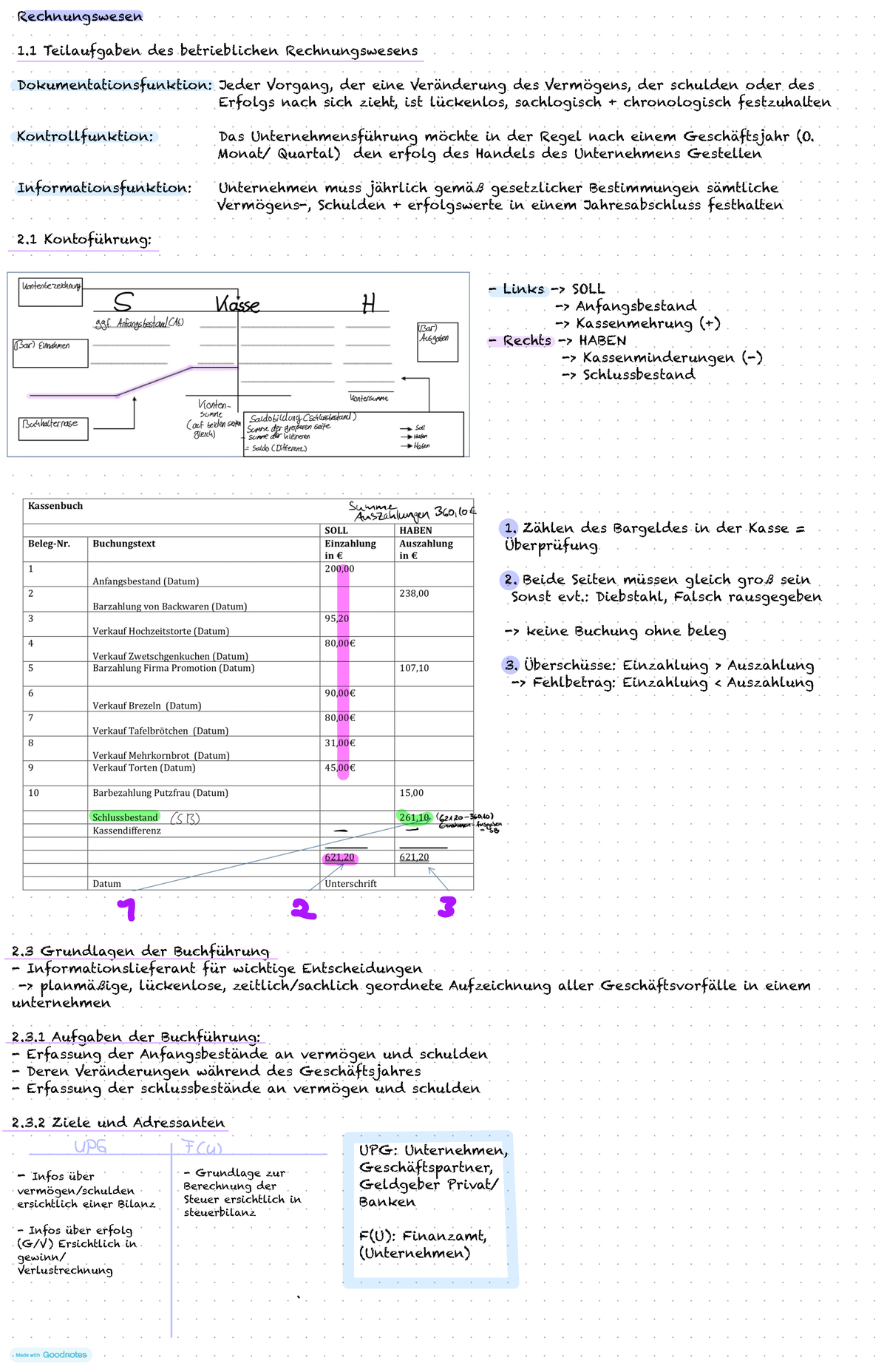 BWL - Rechnungswesen Basics - Rechnungswesen 1 Teilaufgaben des ...