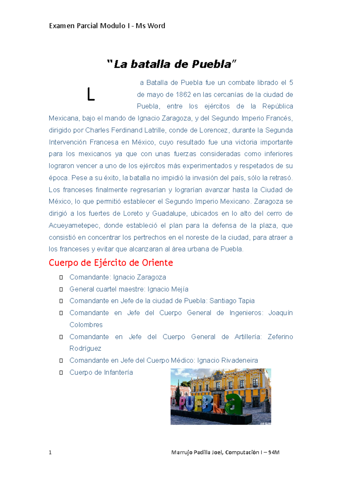 La batalla de Puebla - Te ayudará en mucho - Examen Parcial Modulo I ...