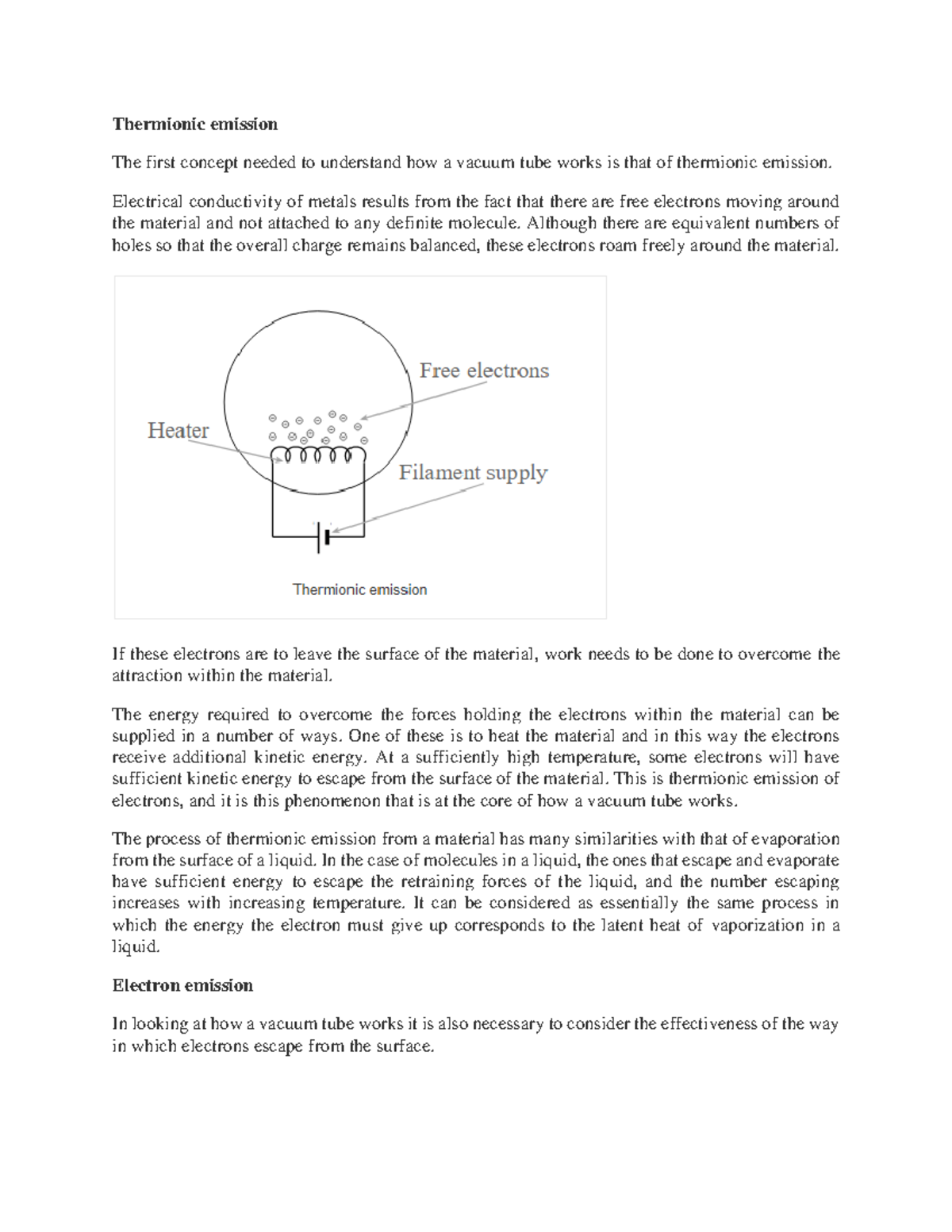 Thermionic emission - Analog electronics diploma module 1 notes ...