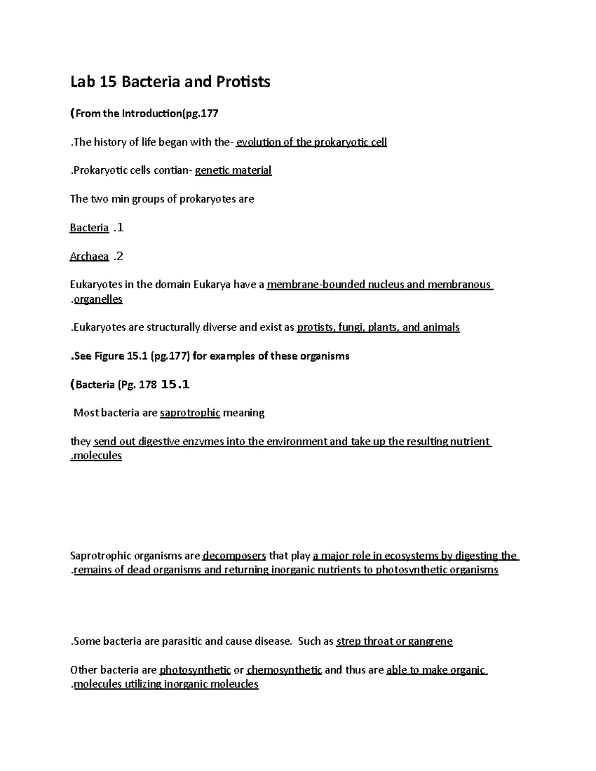 Lab 15 Bacteria and Protists - Lab 15 Bacteria and Protists From the ...