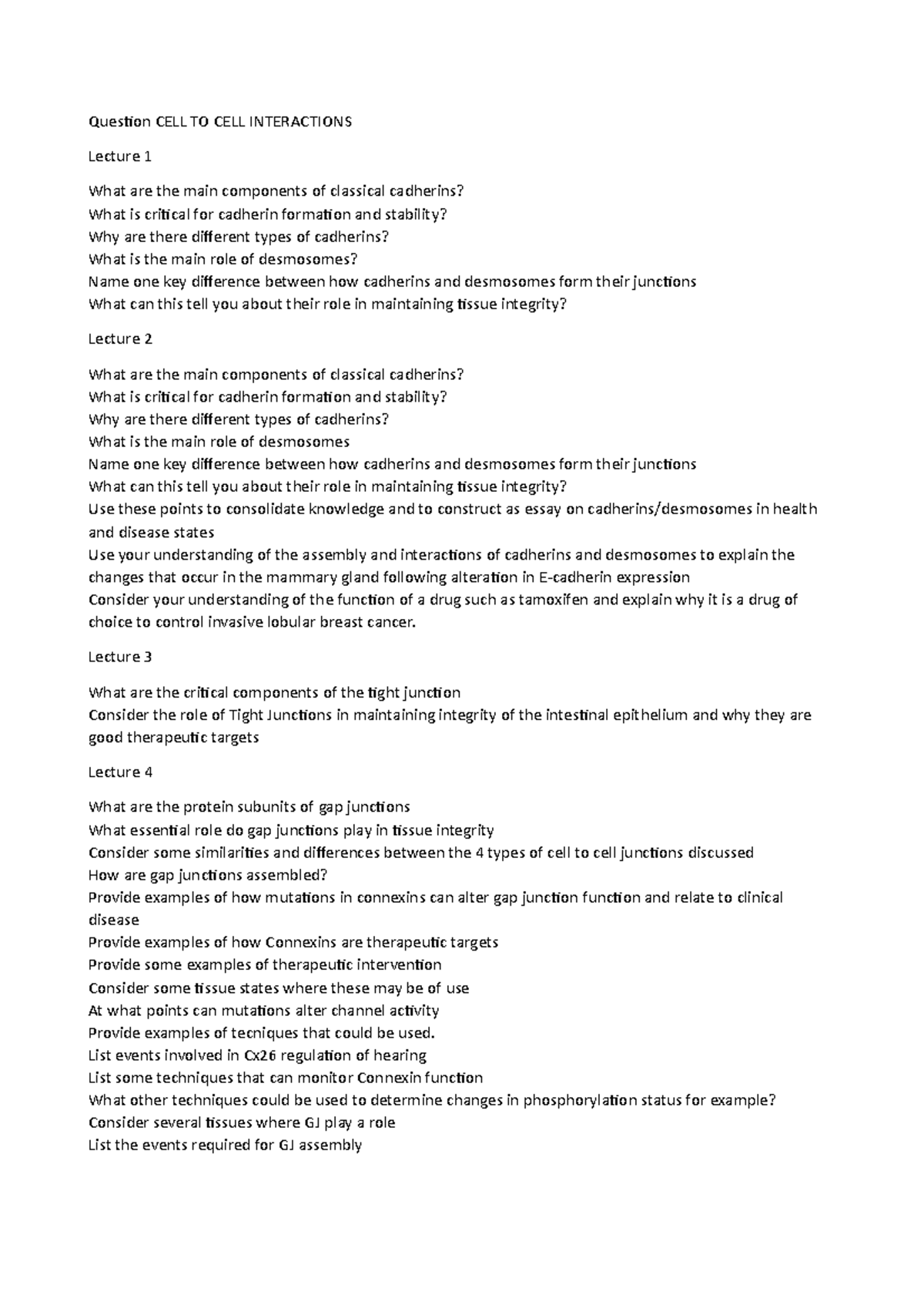 Question CELL TO CELL Junctions - Dr Martin - Question CELL TO CELL ...
