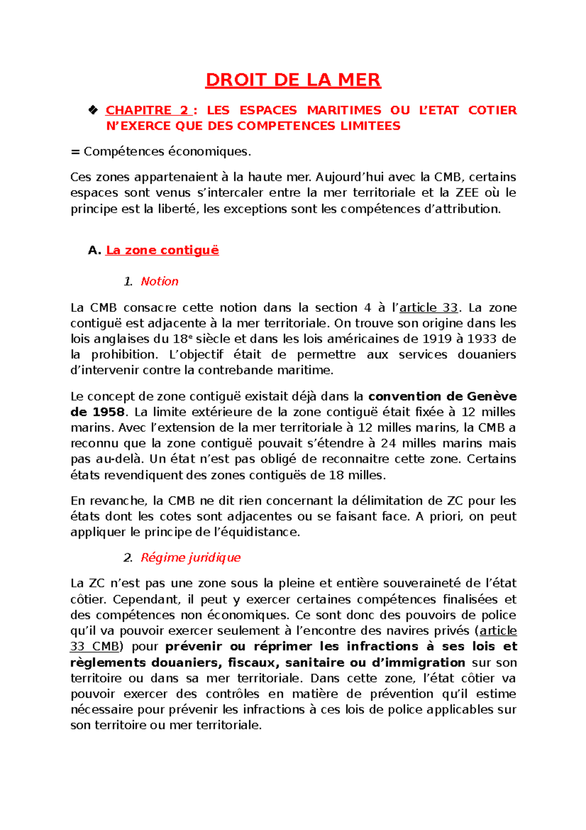 Droit DE LA MER Chapitre 2 - DROIT DE LA MER CHAPITRE 2 : LES ESPACES ...