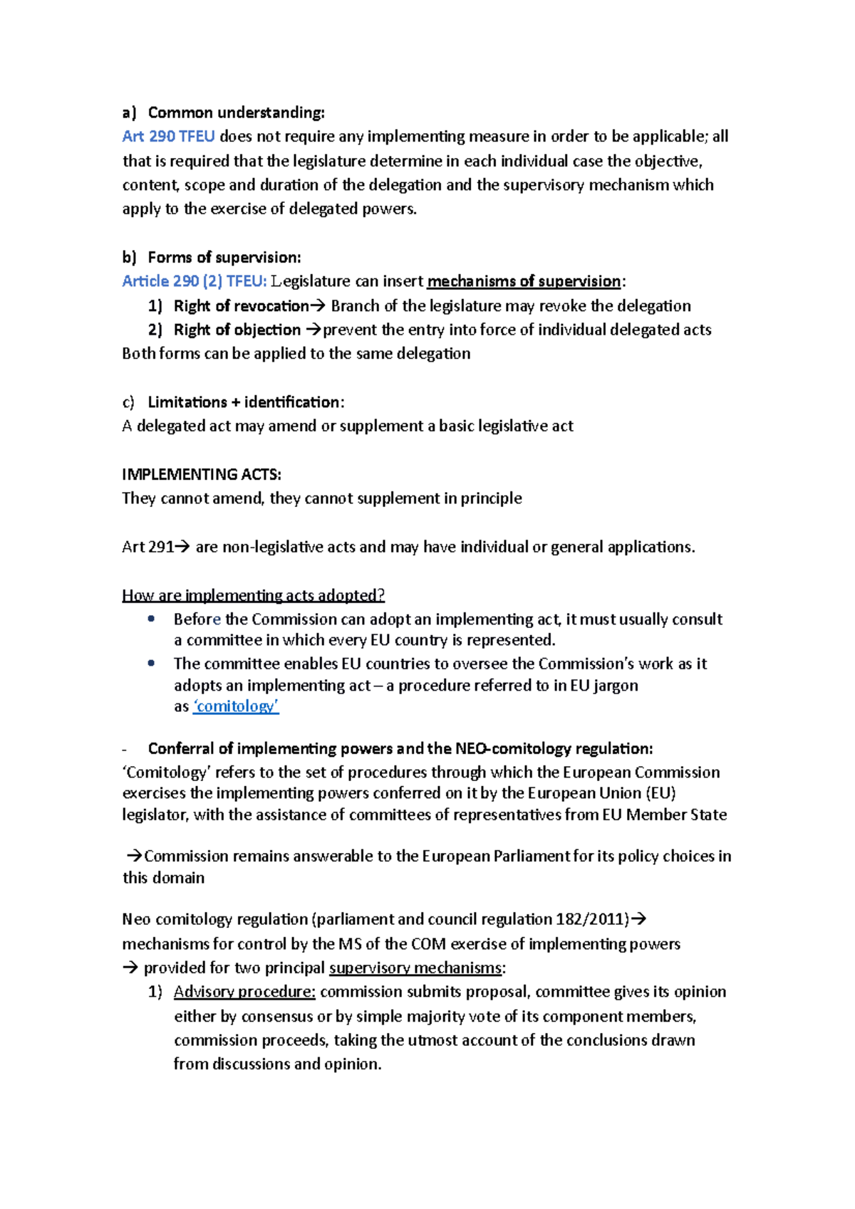 BOOK Notes EULF - dfghjklñpoiuyg - a) Common understanding: Art 290 ...