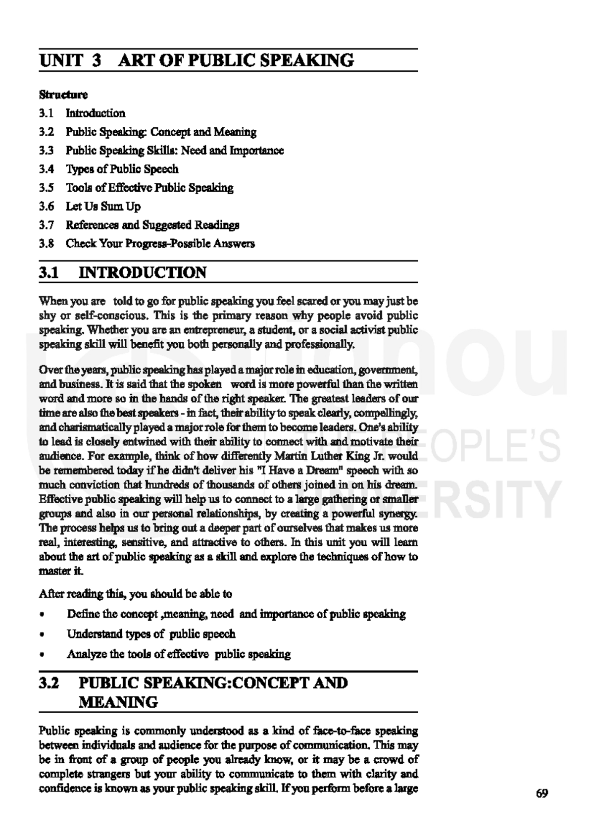 Unit-3new version - UNIT 3 ART OF PUBLIC SPEAKING Structure 3 ...