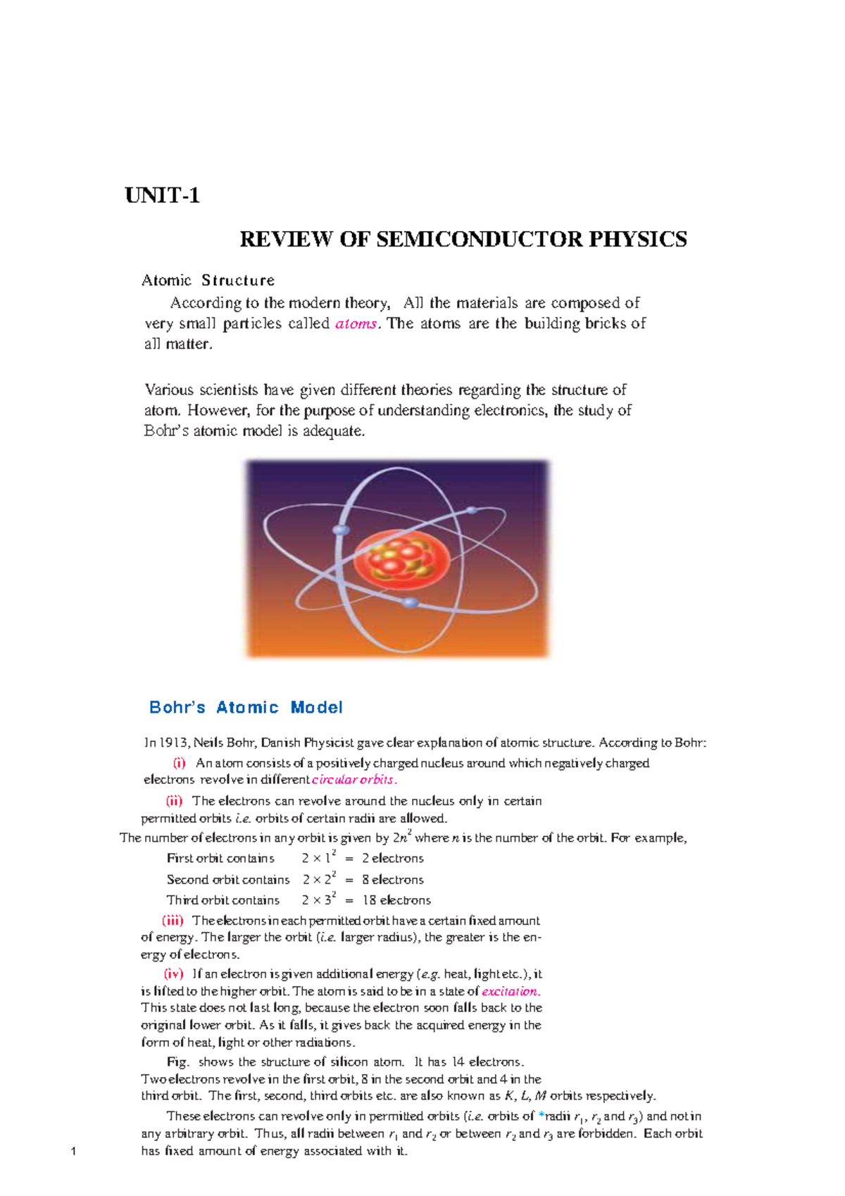 EDC R19 - UNIT-1 - edc - UNIT- 1 REVIEW OF SEMICONDUCTOR PHYSICS Atomic ...