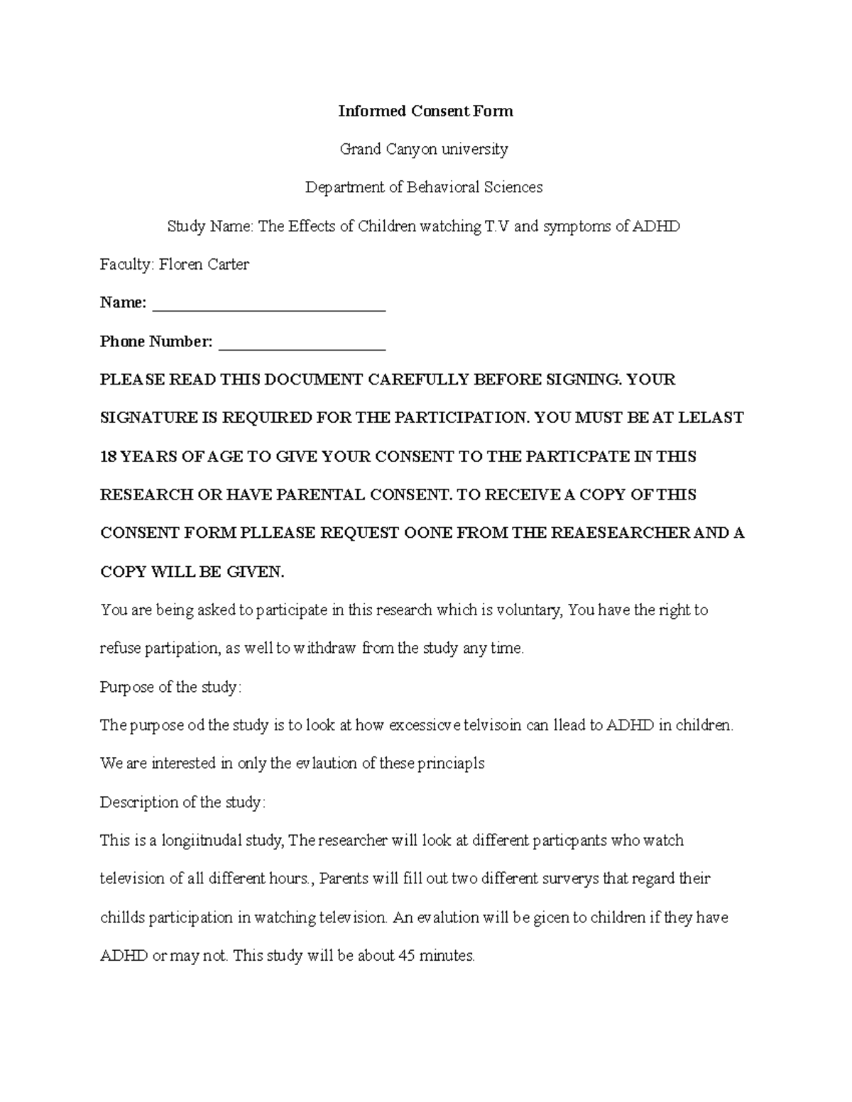 Consent Form online psych - Informed Consent Form Grand Canyon ...