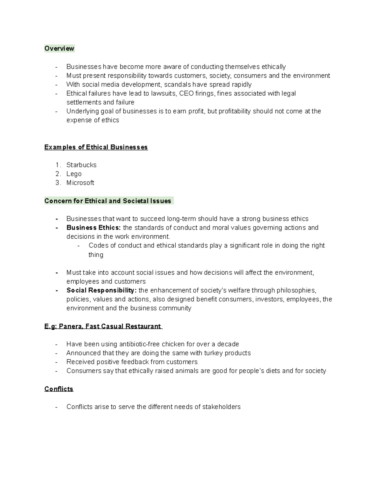 CH 2 Business Ethics and Social Responsibility - Overview Businesses ...