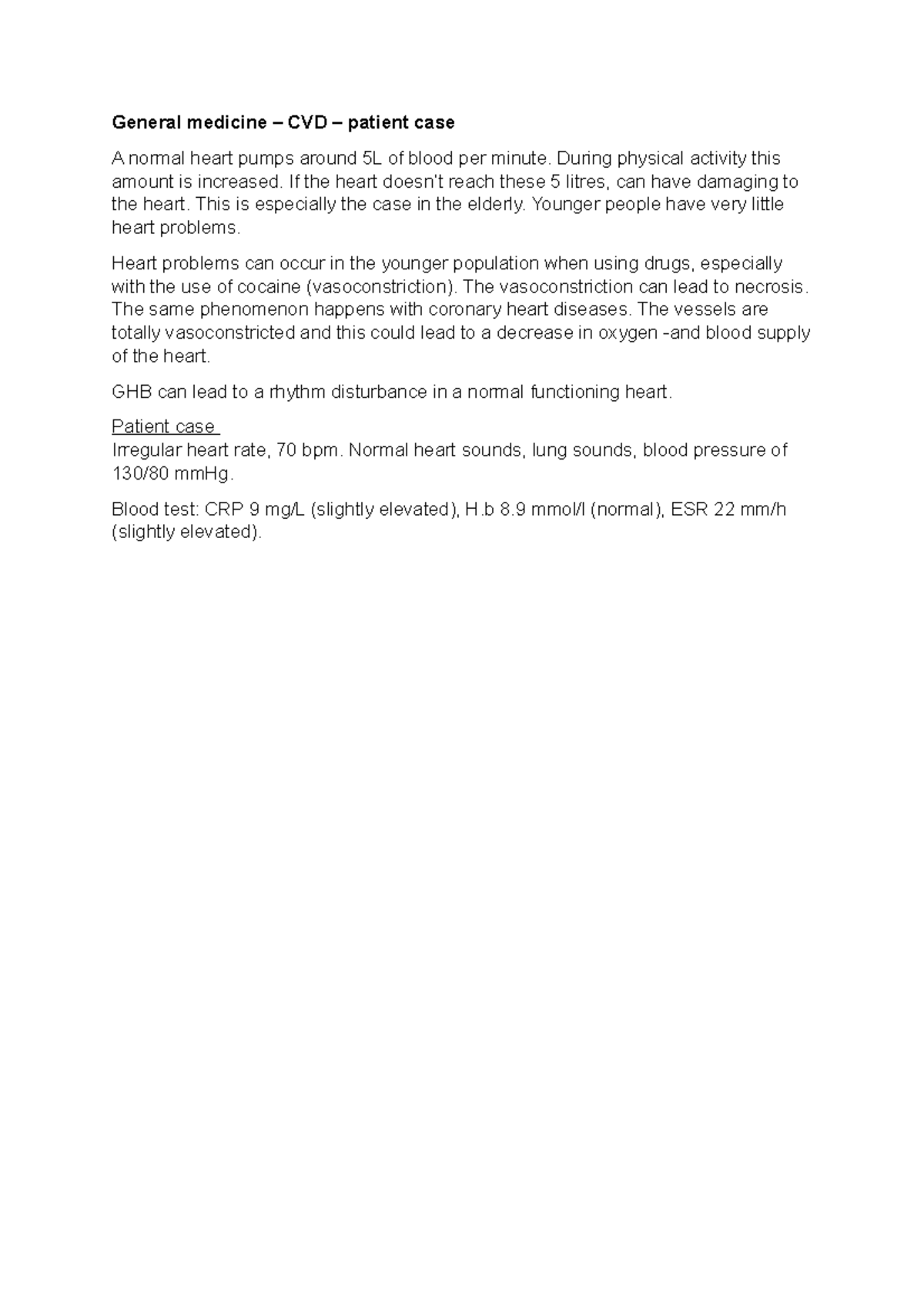 General medicine - CVD - patient case - General medicine – CVD ...