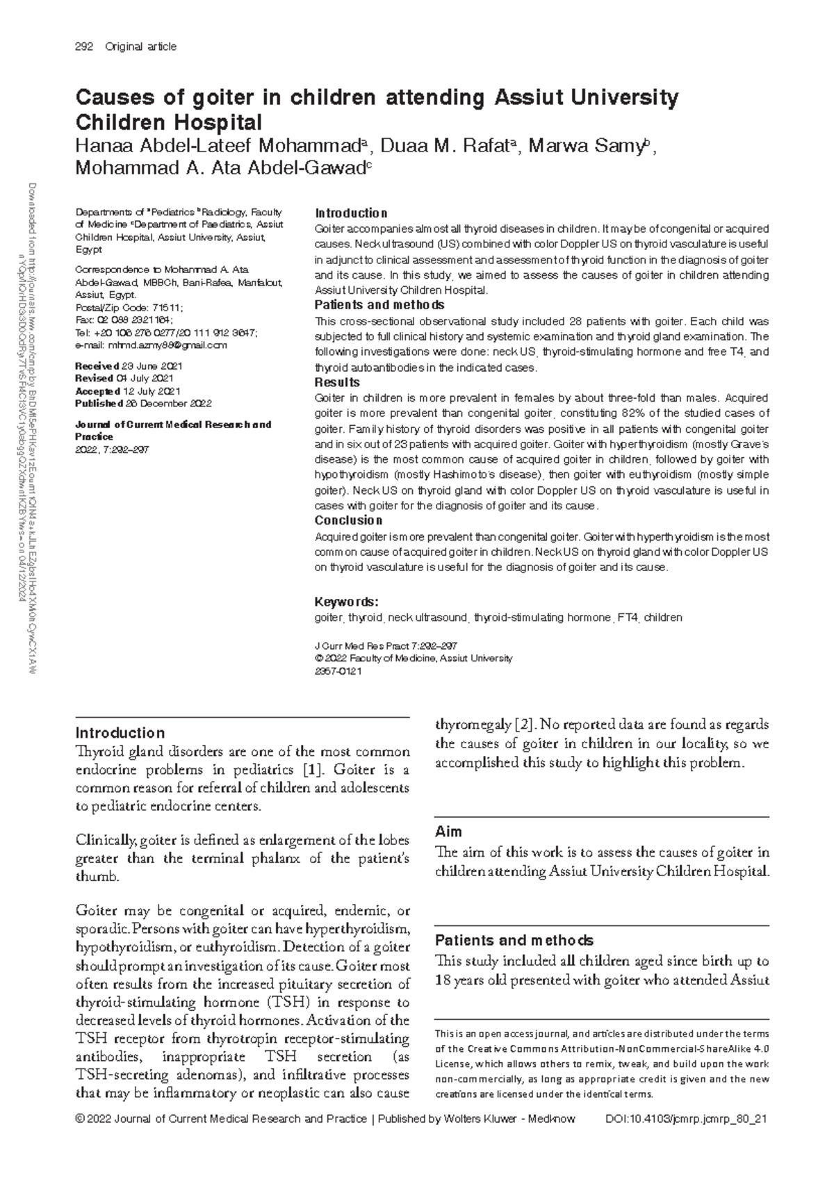 Causes of goiter in children attending assiut - 292 Original article ...
