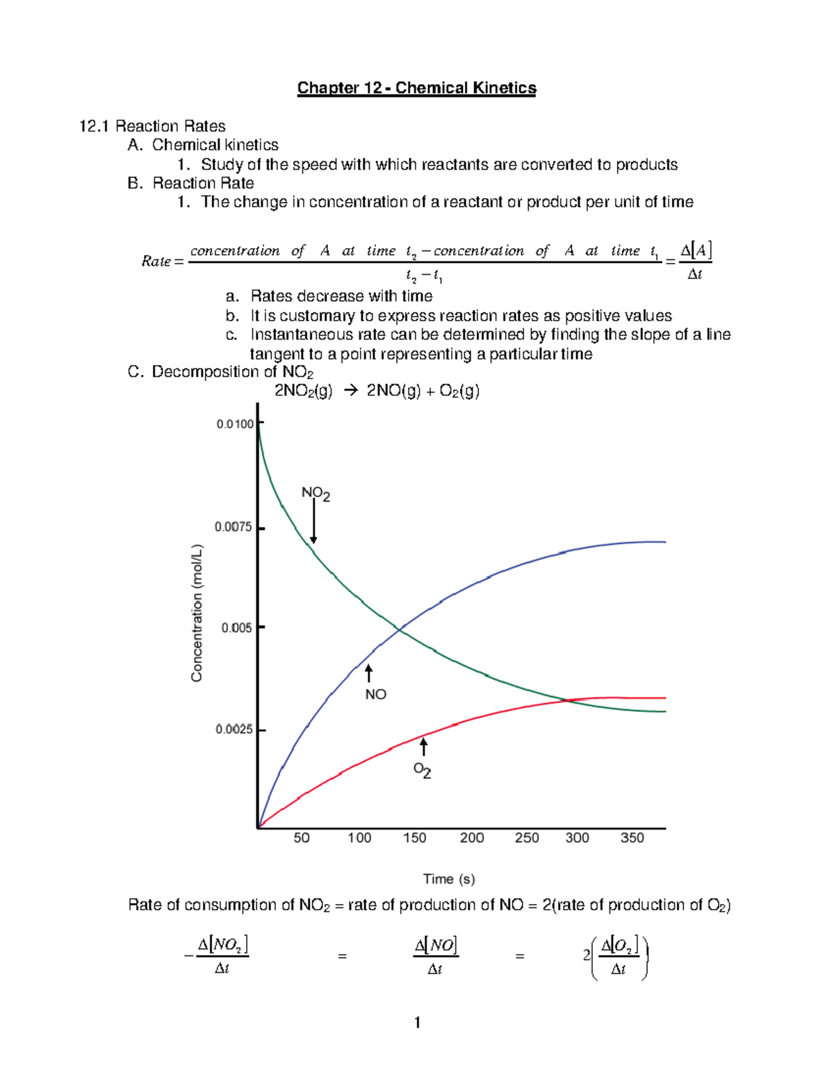 Chap12notes Kinetics - Chapter 12 - Chemical Kinetics 12 Reaction Rates ...