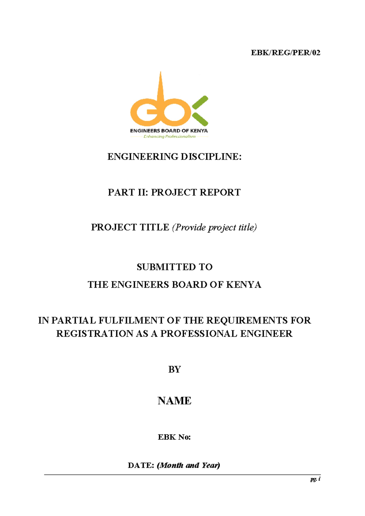 PART II - Project Report Format FOR ALL Engineering Disciplines - EBK ...