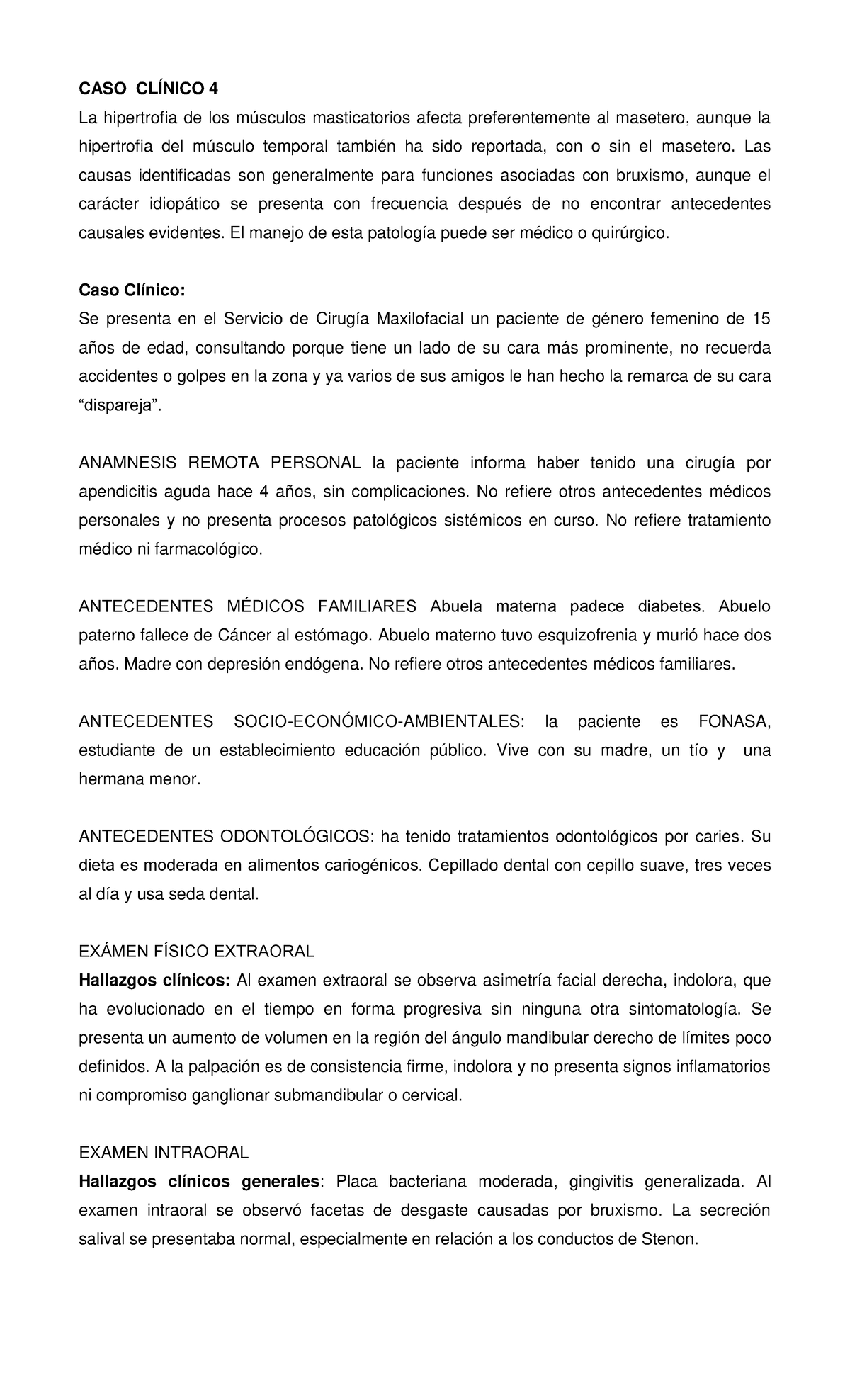 CASO Clinico 4 alumnos - Puede serte de utilidad - CASO CLÍNICO 4 La ...