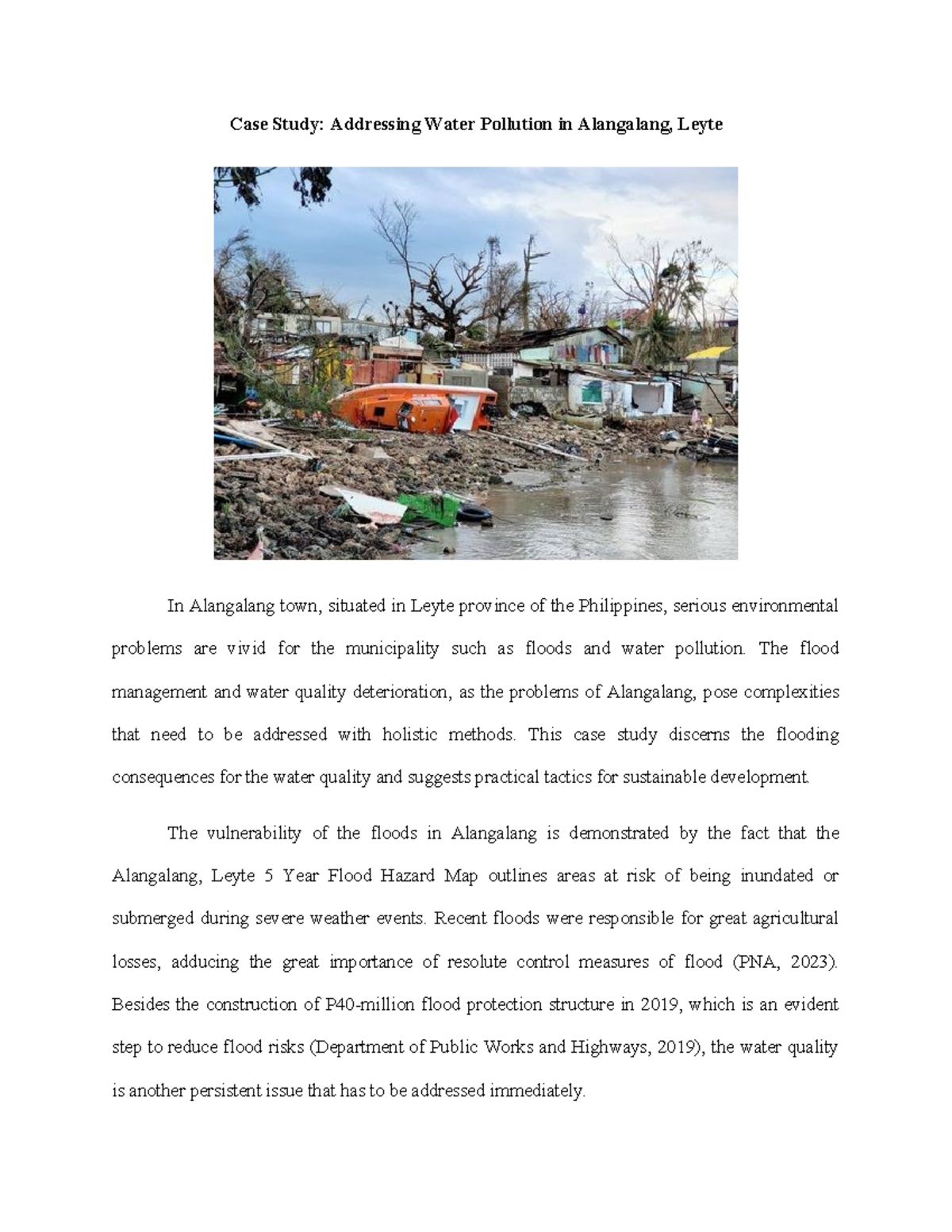 Case Study Addressing Water Pollution in Alangalang, Leyte - The flood ...