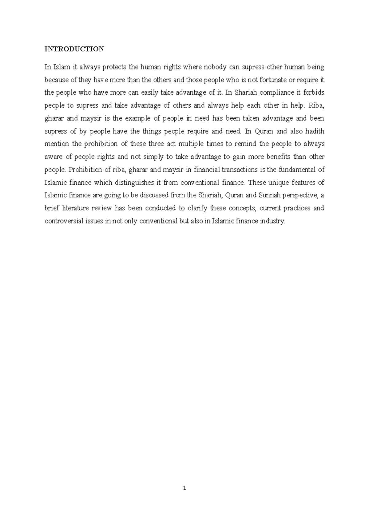 CTU Report ( Presentation) Finale - INTRODUCTION In Islam it always ...