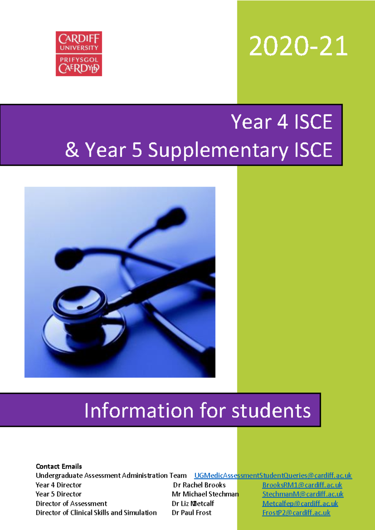 ISCE info for year 4 students 20 21 Final English - 1 2020 - 21 Contact ...