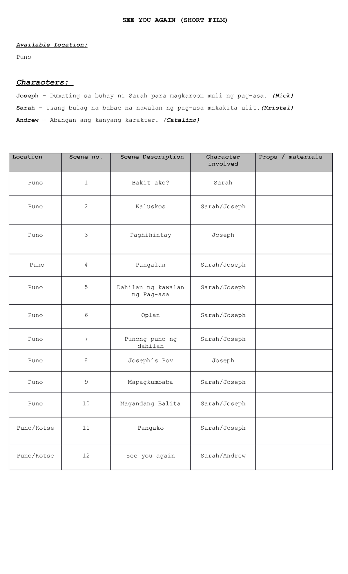 SCRIPT SYA STORY BY GENERAL - SEE YOU AGAIN (SHORT FILM) Available ...
