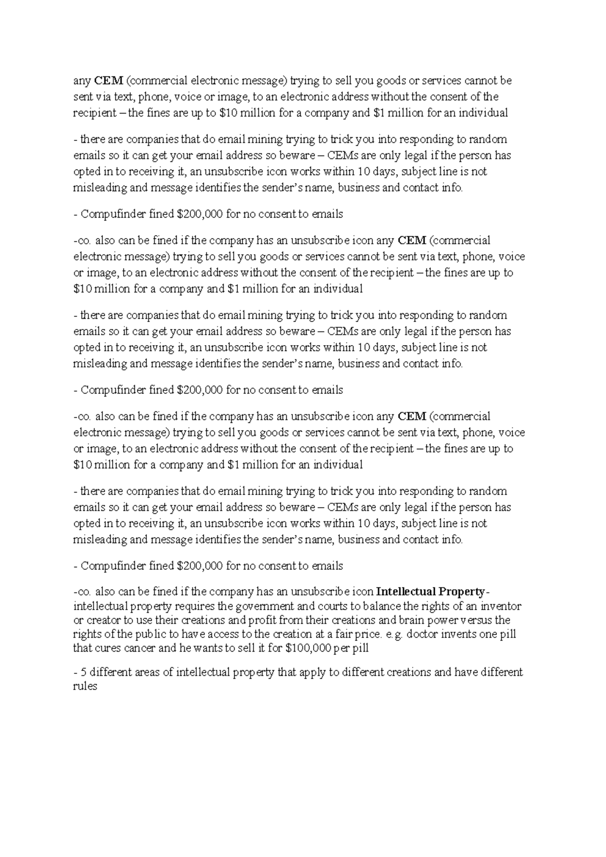 Intellectual Property - any CEM (commercial electronic message) trying ...