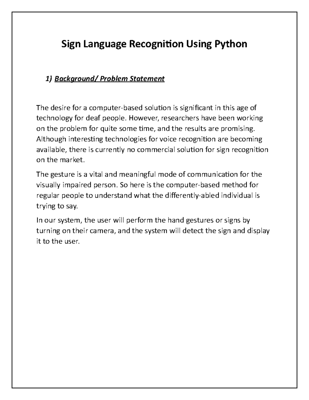 PY053 - free help - Sign Language Recognition Using Python Background ...