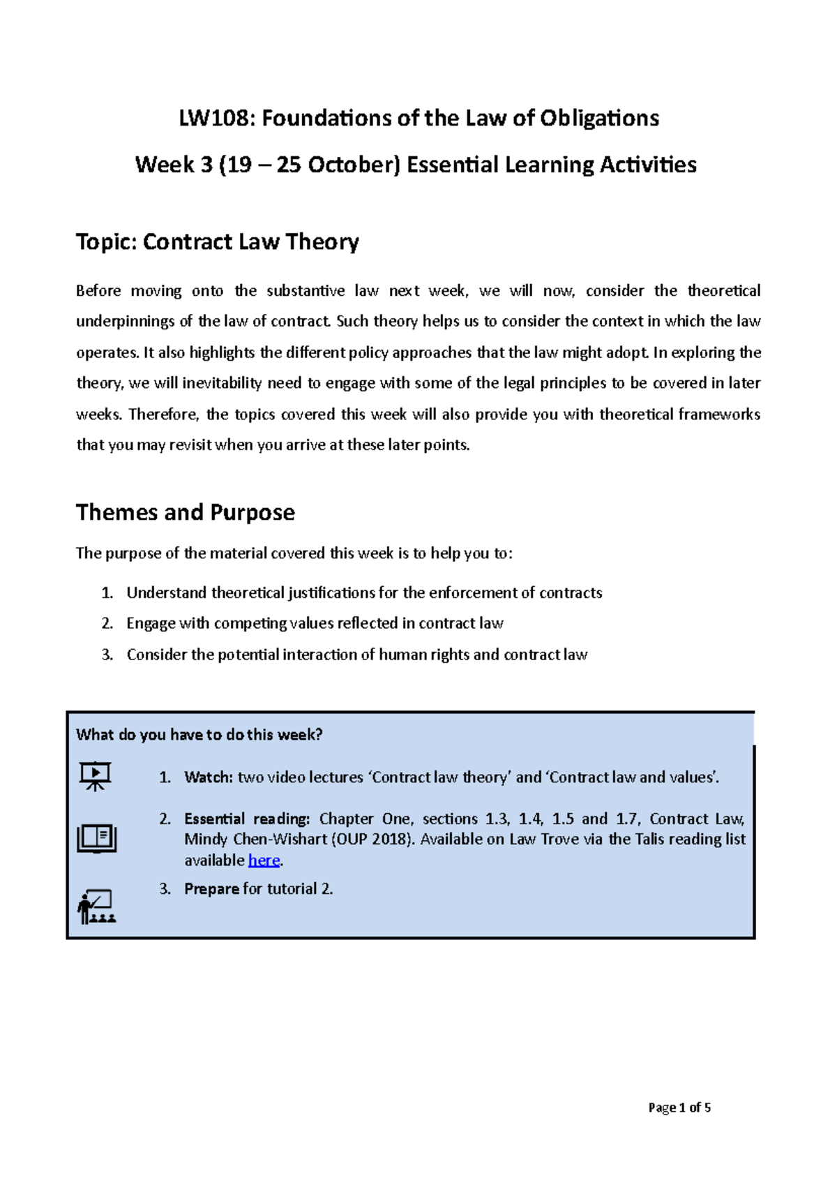Essential Learning Activities - LW108 week 3 - LW108: Foundations of ...