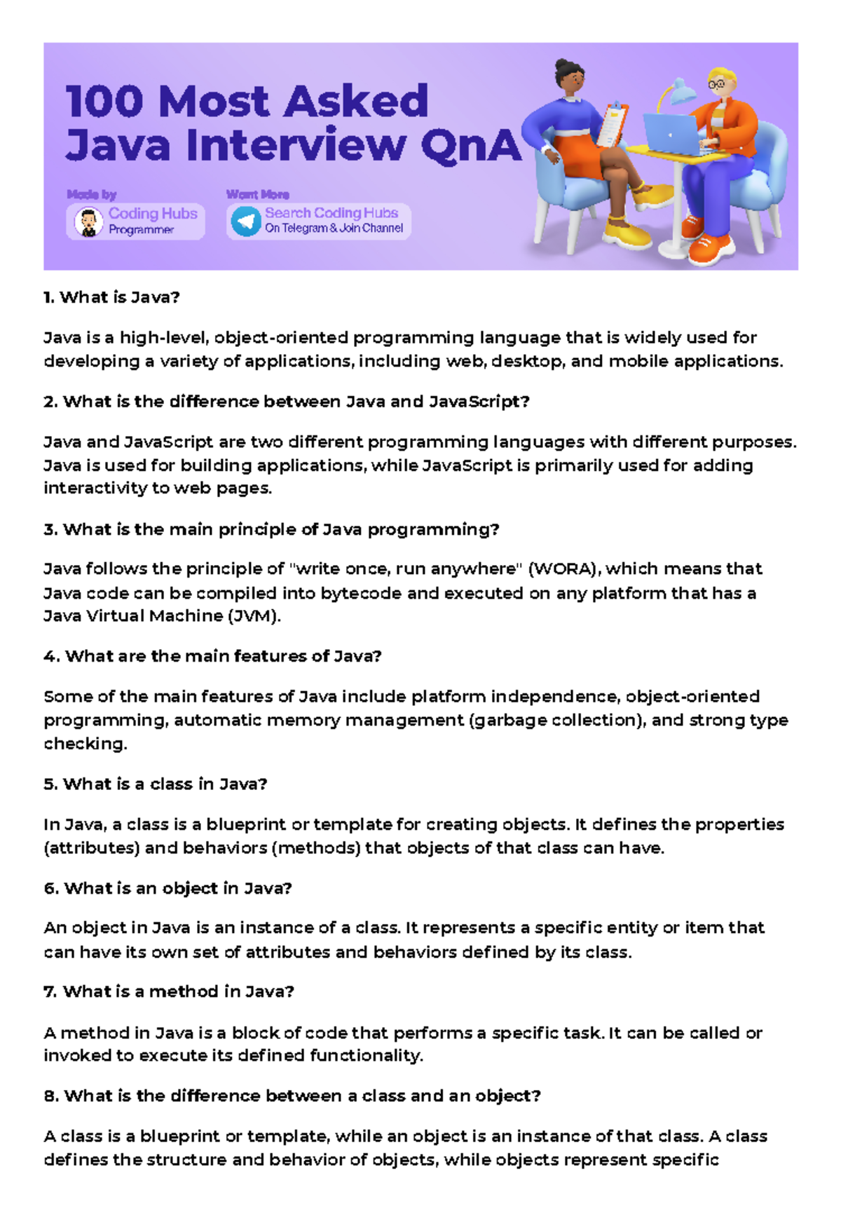 100 Most Asked Java Interview Qn A What Is Java Java Is A High Level Object Oriented