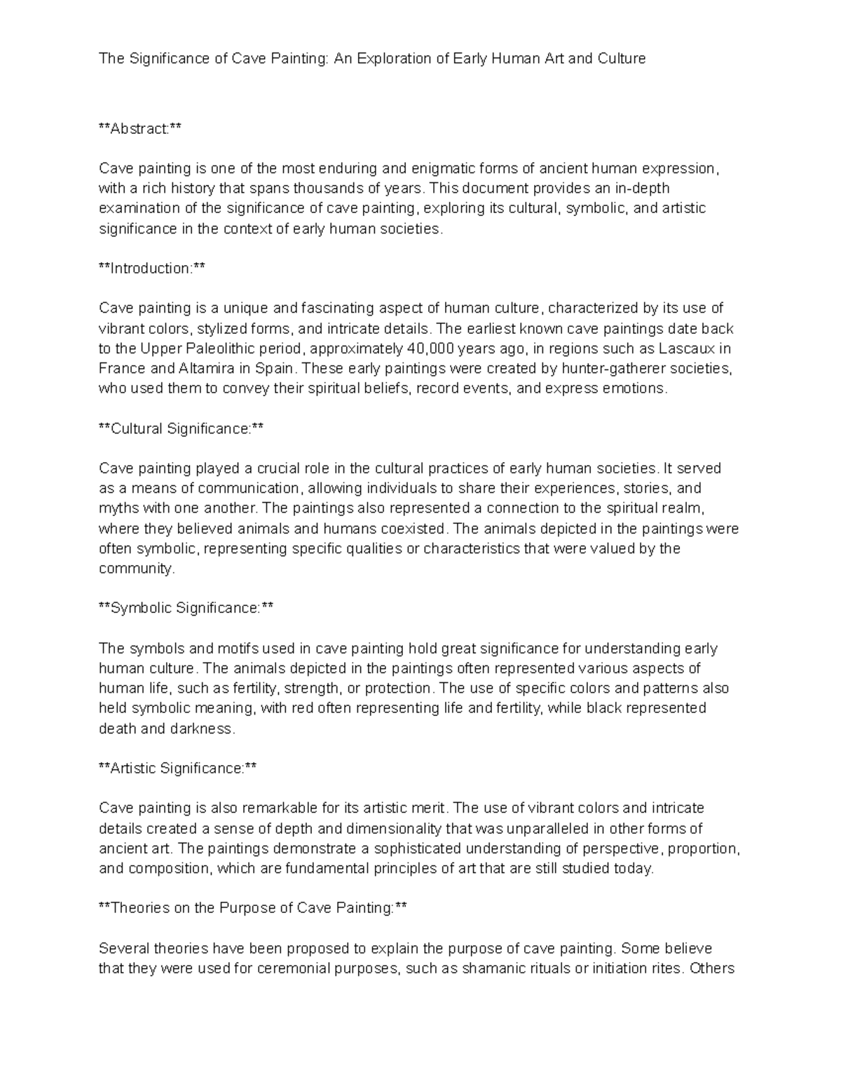 The Significance of Cave Painting An Exploration of Early Human Art and ...