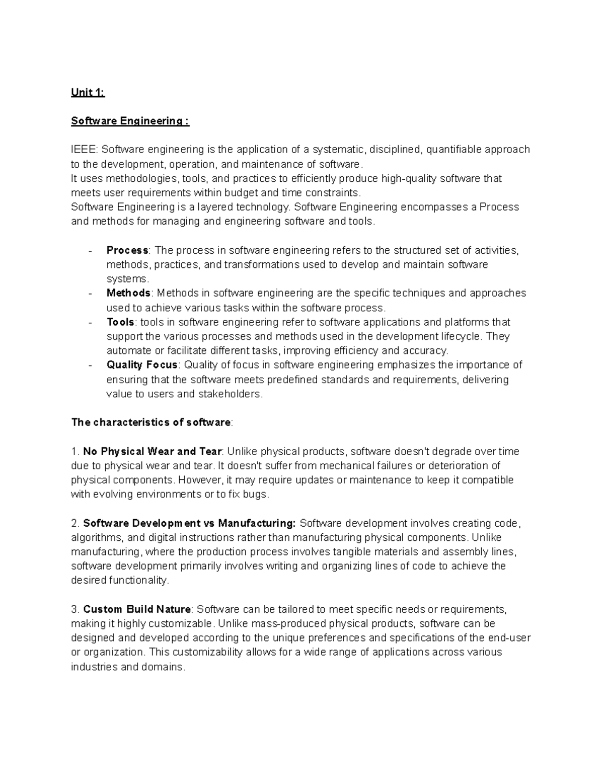 SE complete notes - Unit 1: Software Engineering : IEEE: Software ...