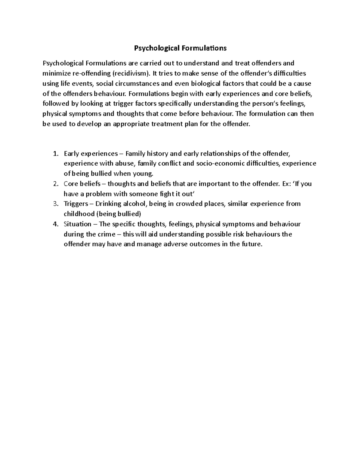 Psychological Formulations - Psychological Formulations Psychological ...