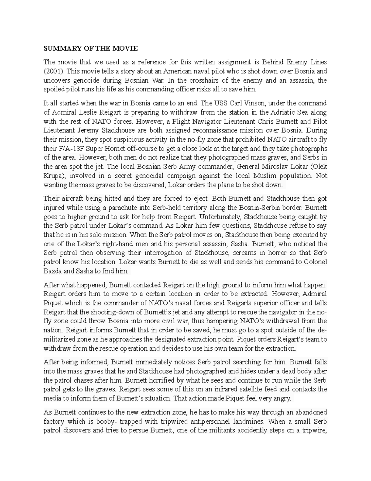 Law034 movie review summary, issue - SUMMARY OF THE MOVIE The movie ...