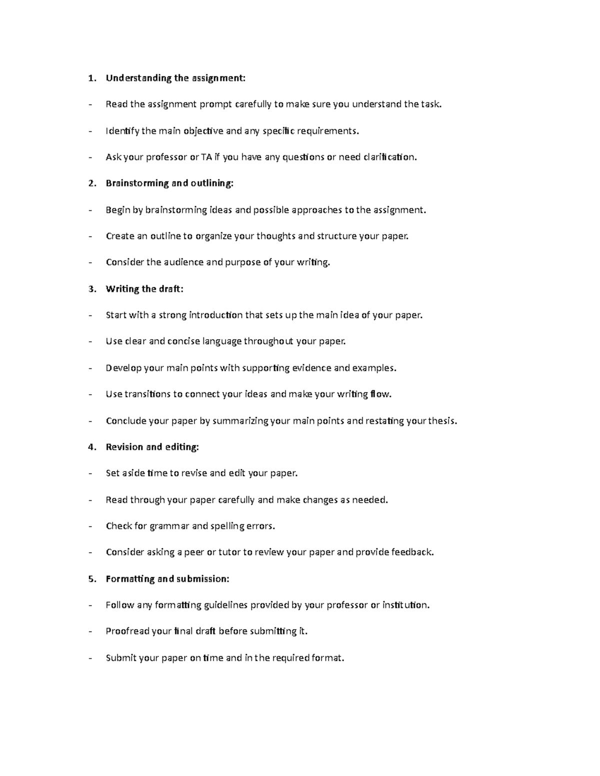 Guide to Writing a Paper - Understanding the assignment: Read the ...