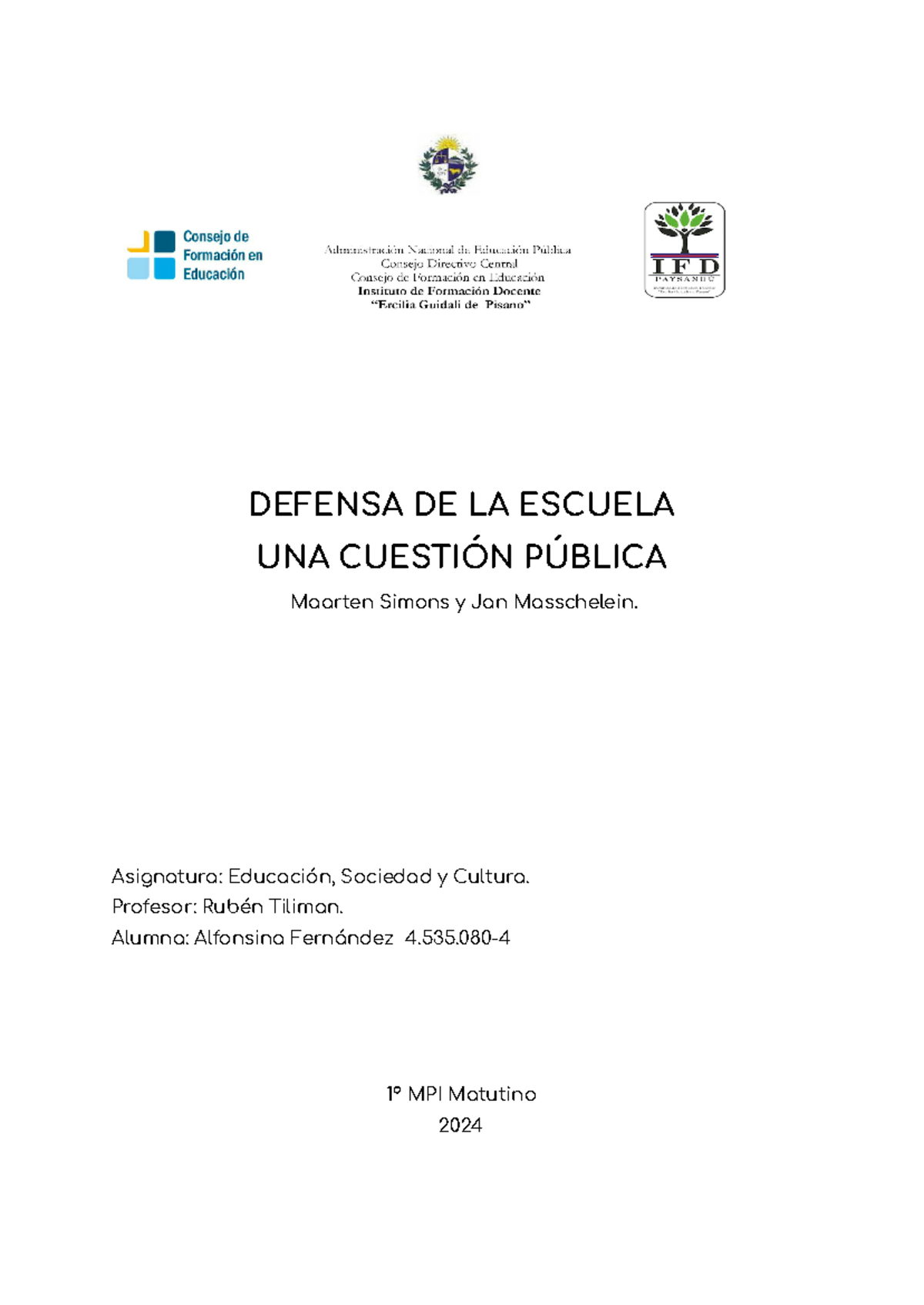 Educacion, Sociedad y Cultura - DEFENSA DE LA ESCUELA UNA CUESTIÓN ...