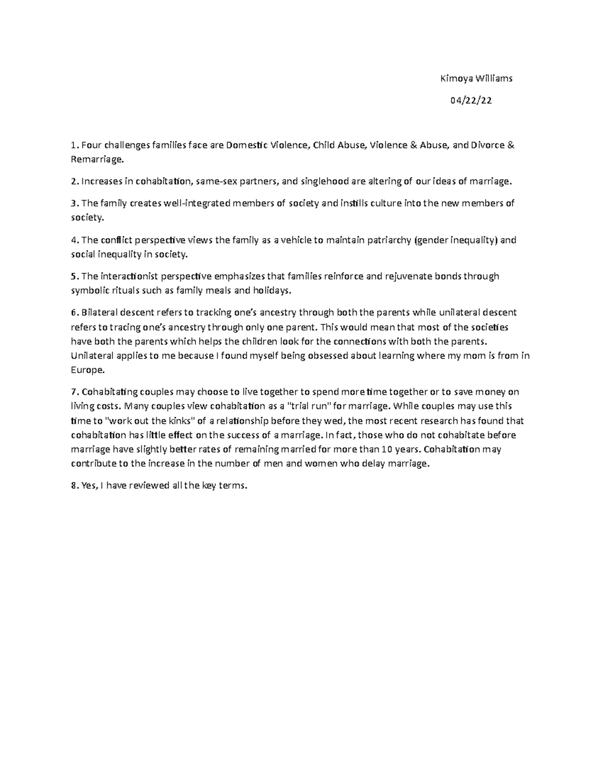 Chapter 14 - sociology assignment - Kimoya Williams 04/22/ Four ...